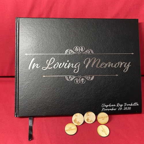 Memorial Guest Book Embossed Funeral Book in Loving Memory - Etsy