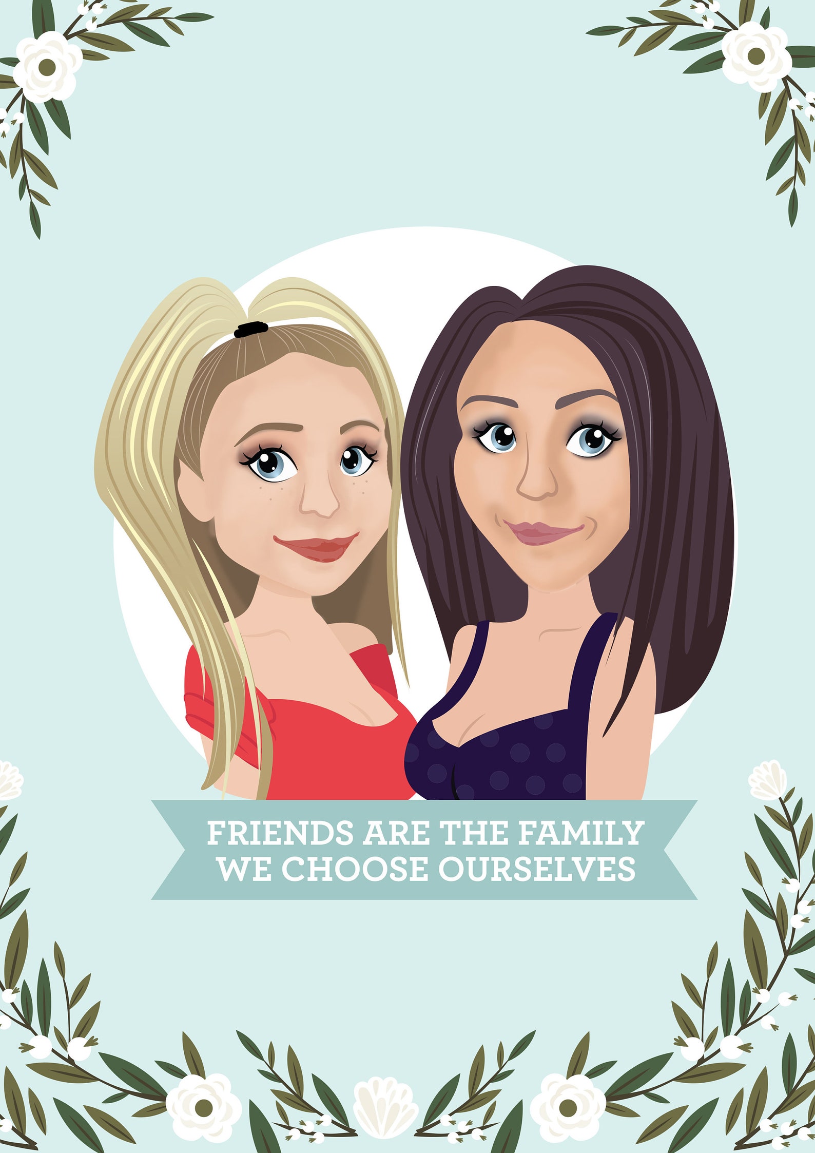 Friendship Portrait Bespoke Avatar Character friends - Etsy
