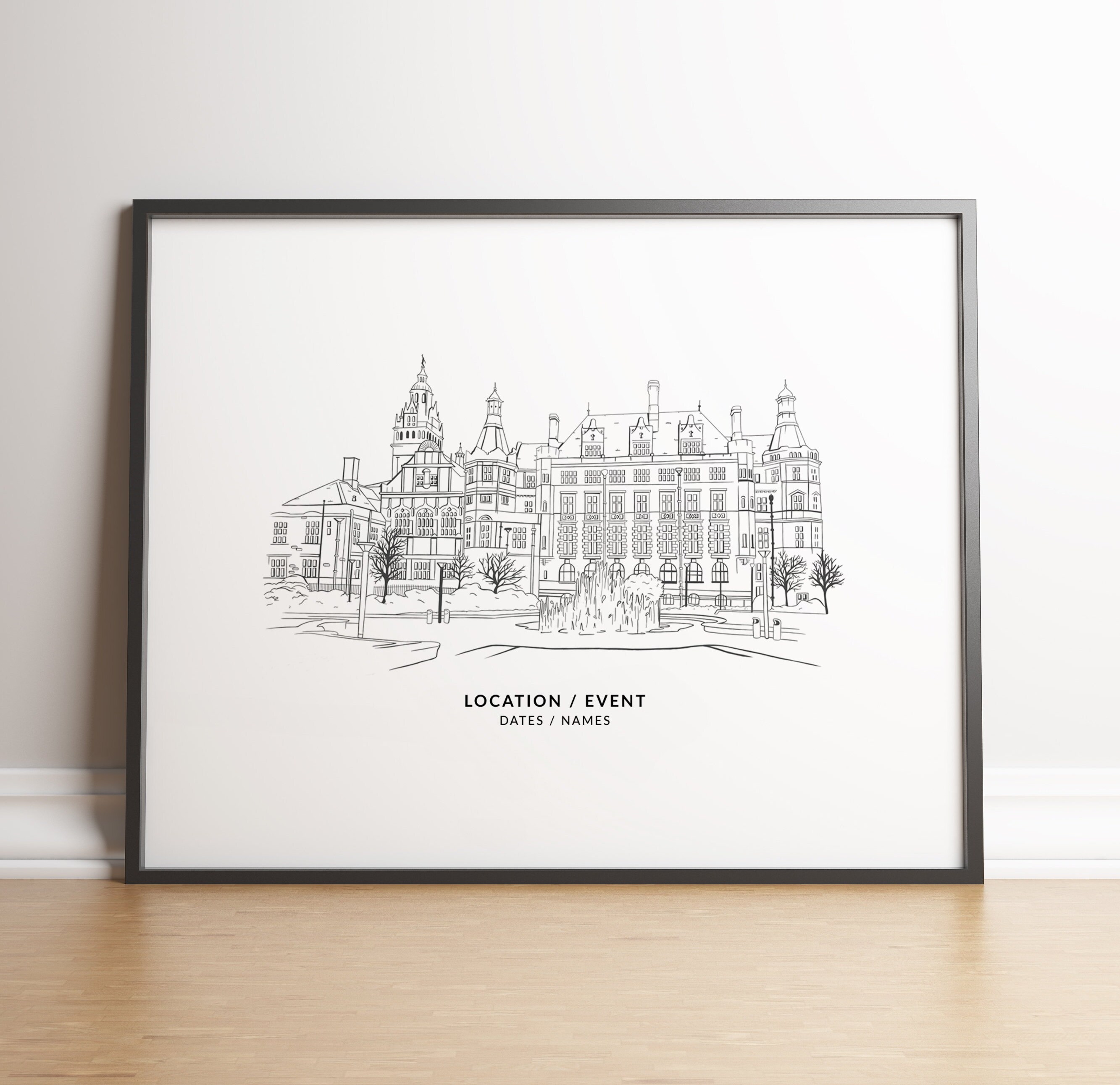 Custom Venue Illustration | Wedding Gift | Hand-drawn | Line Drawing ...