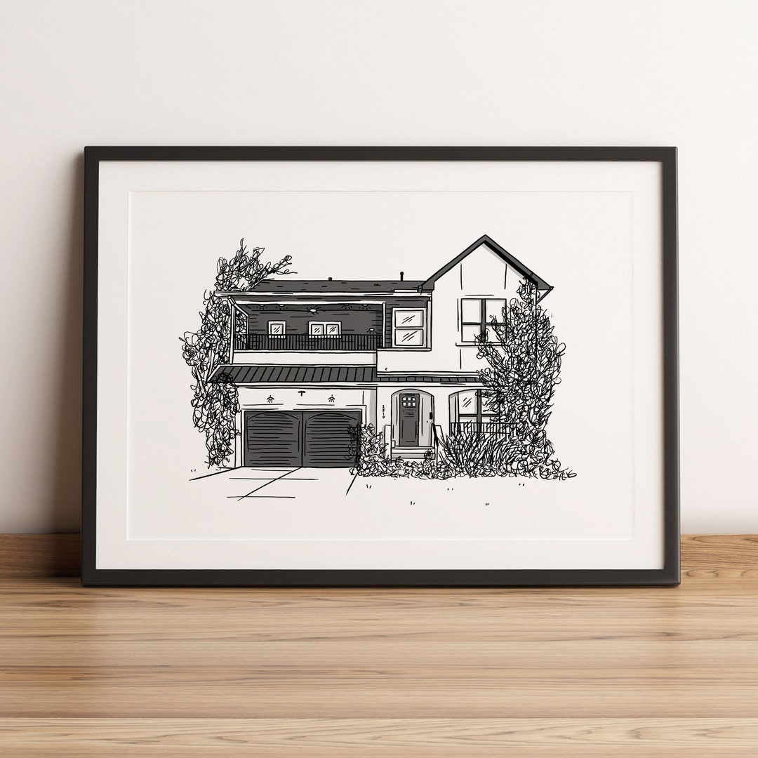 Custom House Portrait | Housewarming Gift | First Home Gift | Home ...
