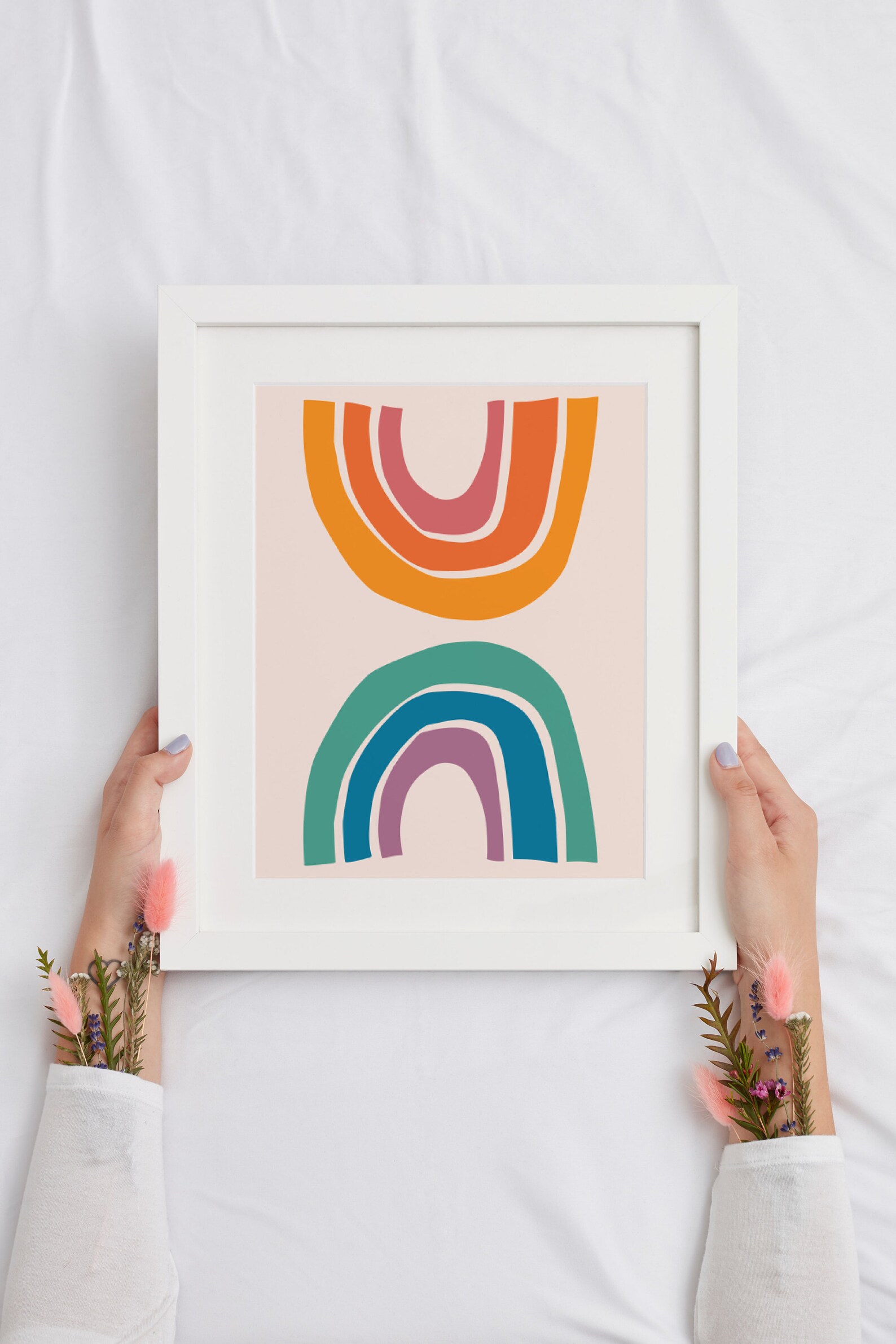 Retro Rainbow Print 70s Rainbow Art Colorful rainbows - Etsy France