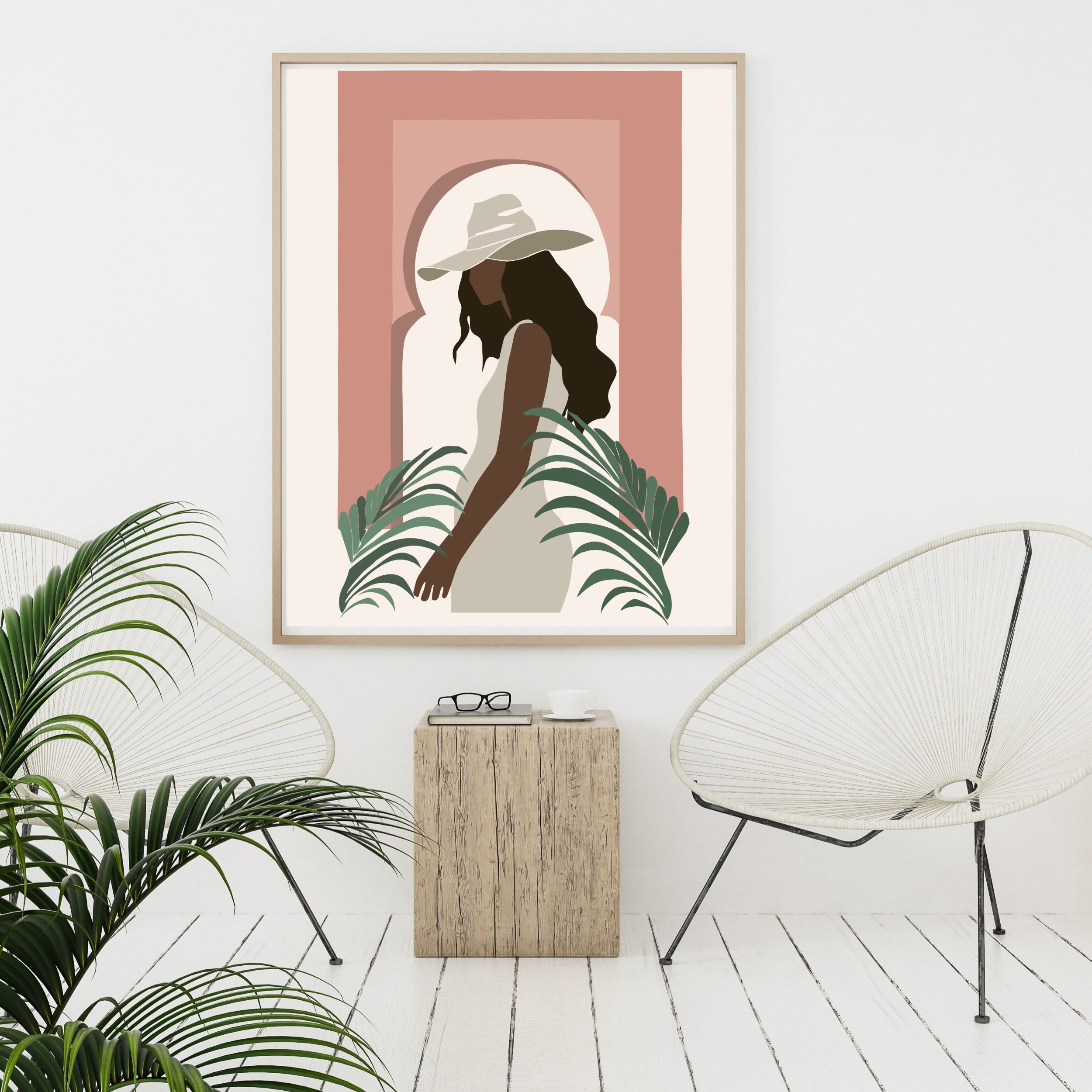 Abstract woman print Modern boho print Color block woman art | Etsy