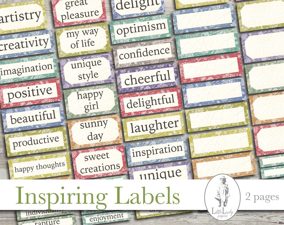 Digital Inspiration Words Labels Junk Journal Digital Words Labels ...
