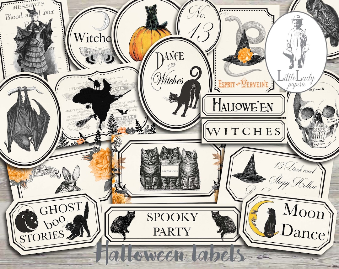 Halloween Labels Digital Halloween Printable Labels Halloween Labels ...