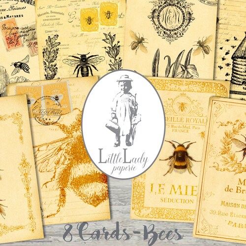Bee Postcards Printable Ephemera Junk Journal Ephemera - Etsy