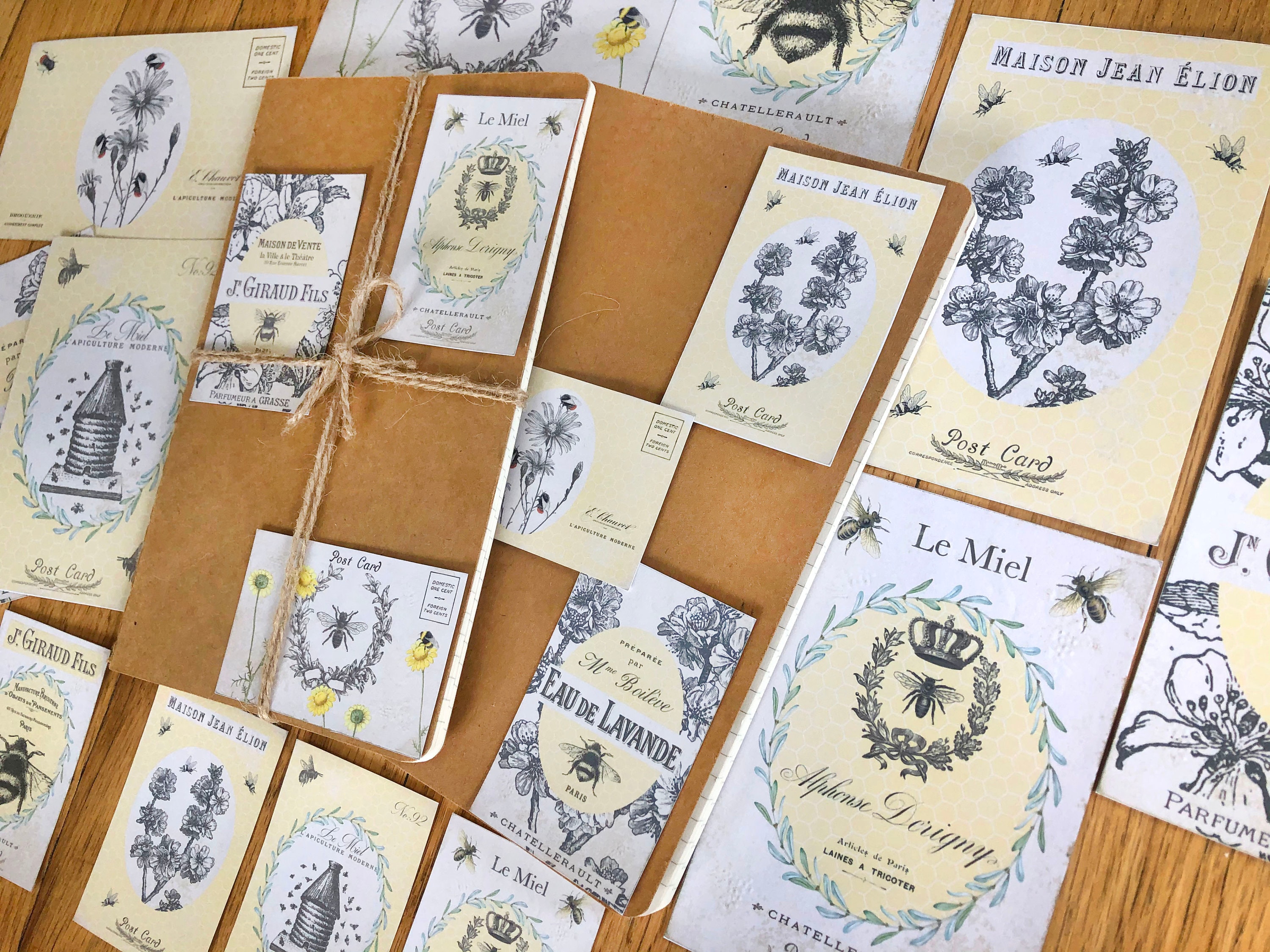 Bee Junk Journal Postcards Bees Digital Collage Sheet Bee - Etsy