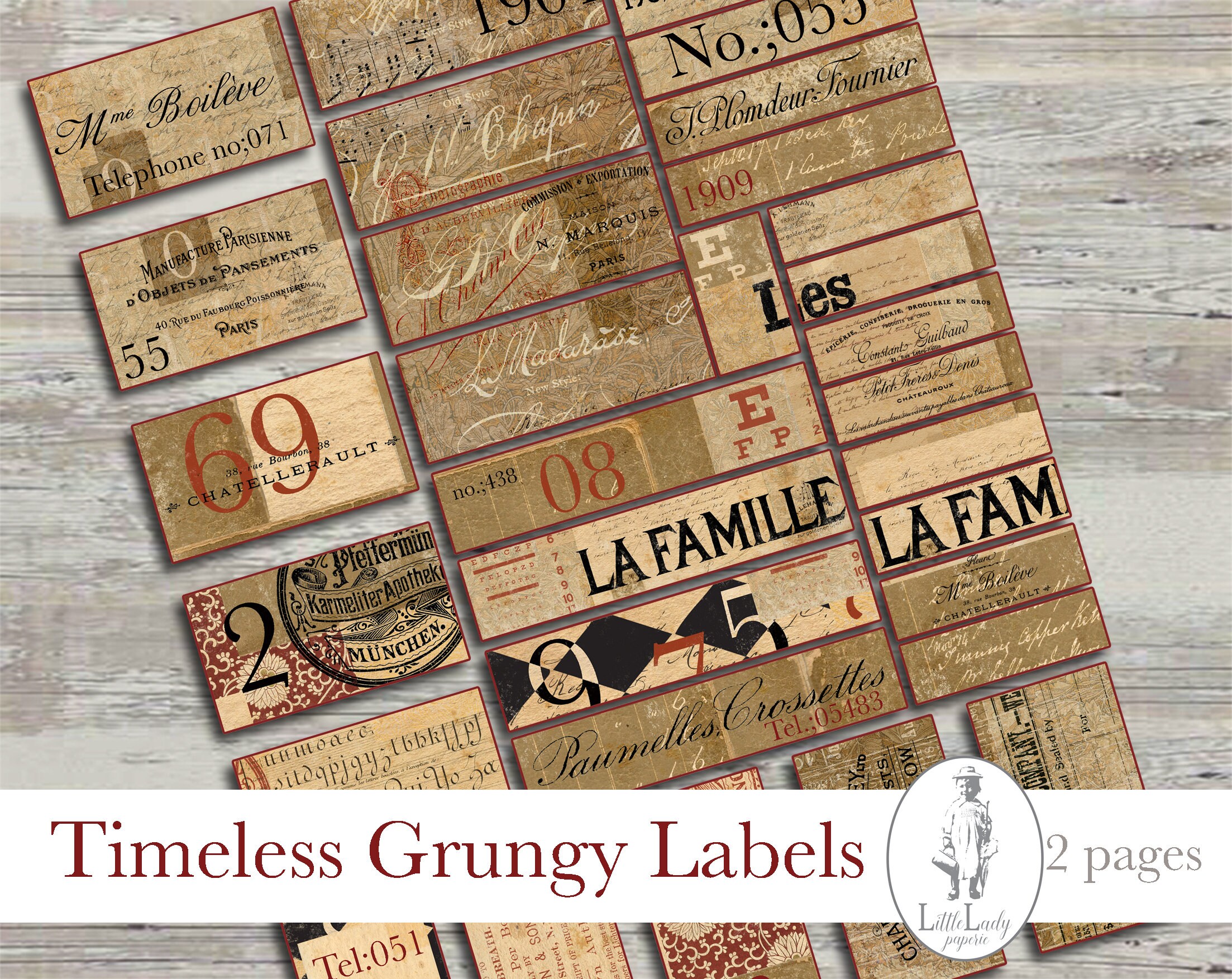Labels Digital Vintage Label Junk Journal Digital Grungy - Etsy