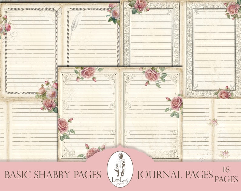 Basic Shabby Junk Journal Pages Basic Victorianshabby Lined - Etsy