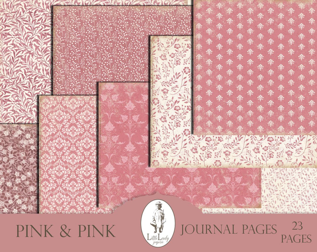 Pink Pattern Journal Pages Basic Pink Pages Pink Junk Journal Pink ...