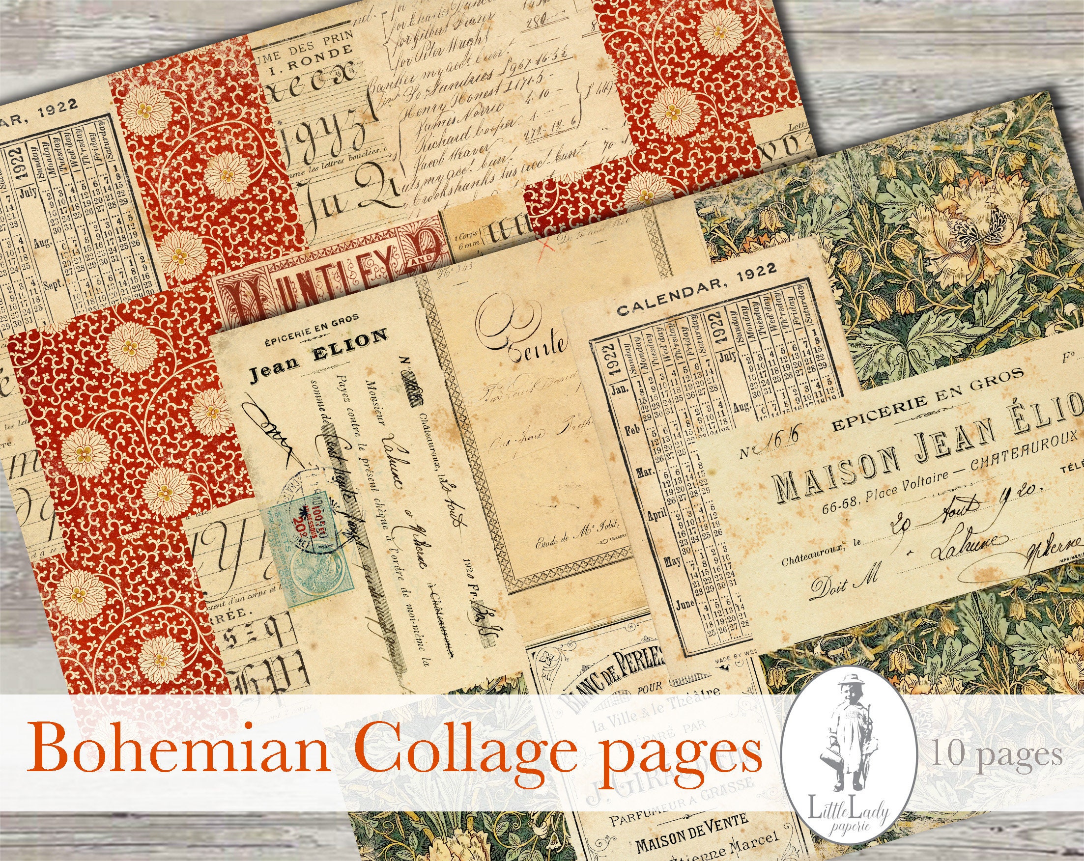 French Pattern Junk Journal Layered Damask Bohemian Junk - Etsy