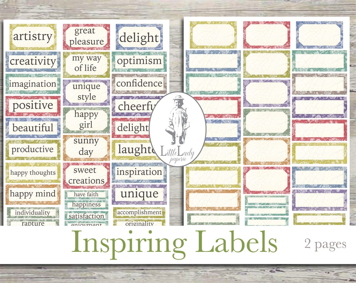 Digital Inspiration Words Labels Junk Journal Digital Words | Etsy