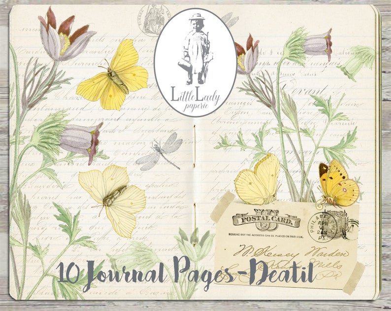 Butterfly Journal Pages Printable Scrapbooking Junk Journal | Etsy