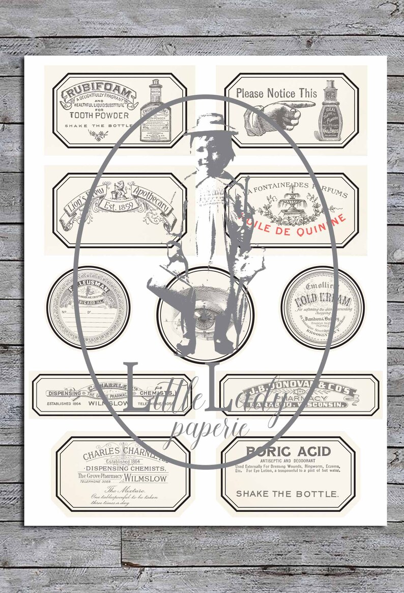 Vintage Apothecary Labels - Printable Medical Ephemera (digital ...