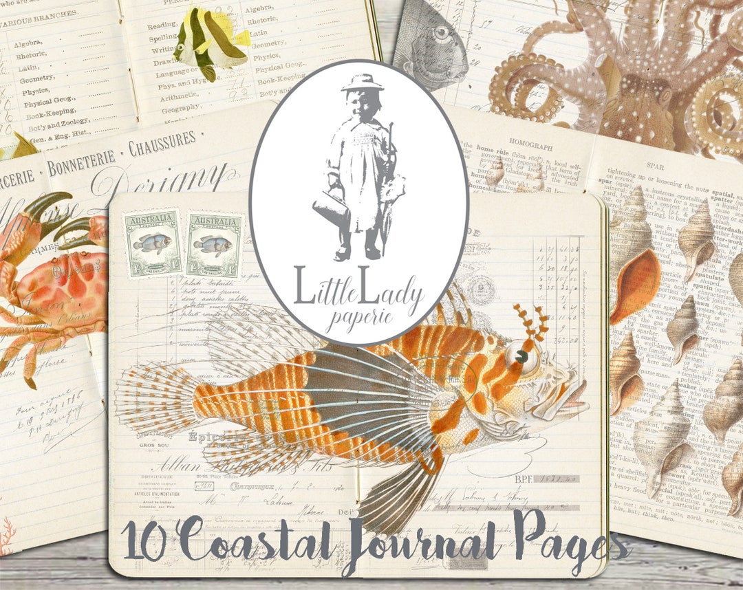 Nautical Journal Pages Nautical Junk Journal Notebook Pages Sea Fish ...