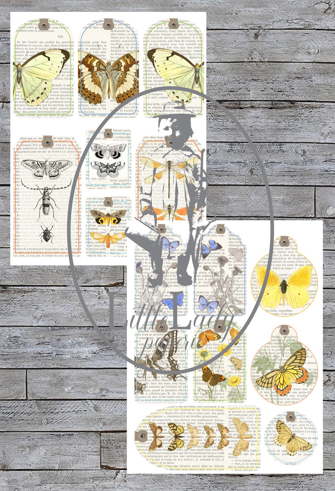 Newspaper Butterfly Dragonfly Scrapbooking Junk Journal Tags - Etsy