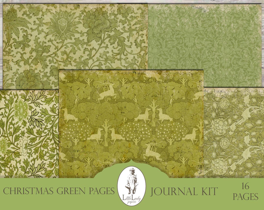 Christmas Green Junk Journal Pages, Ephemera (digital Download) - Etsy