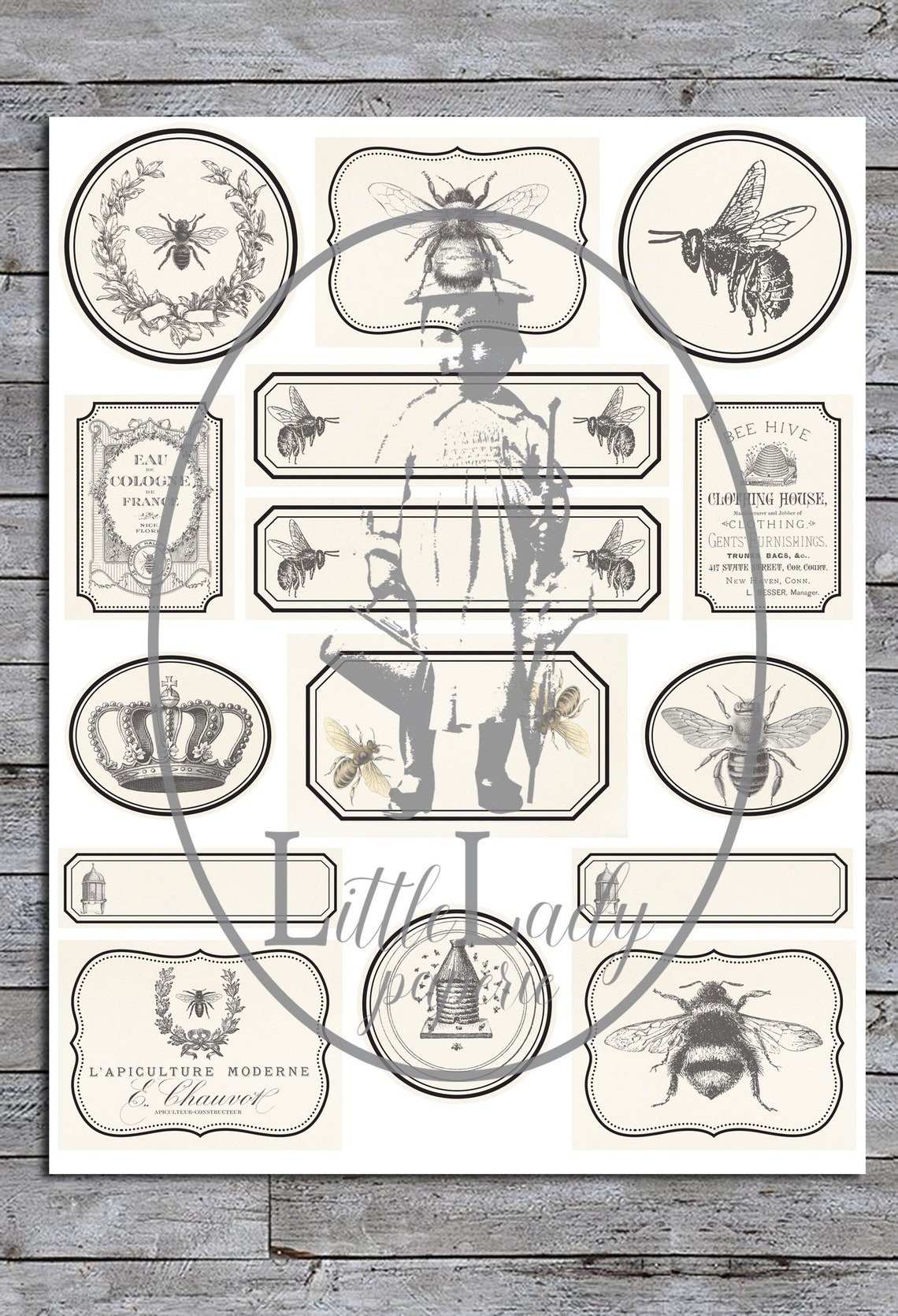 Digital Labels Bee Junk Journal Digital Labels Bees Printable | Etsy