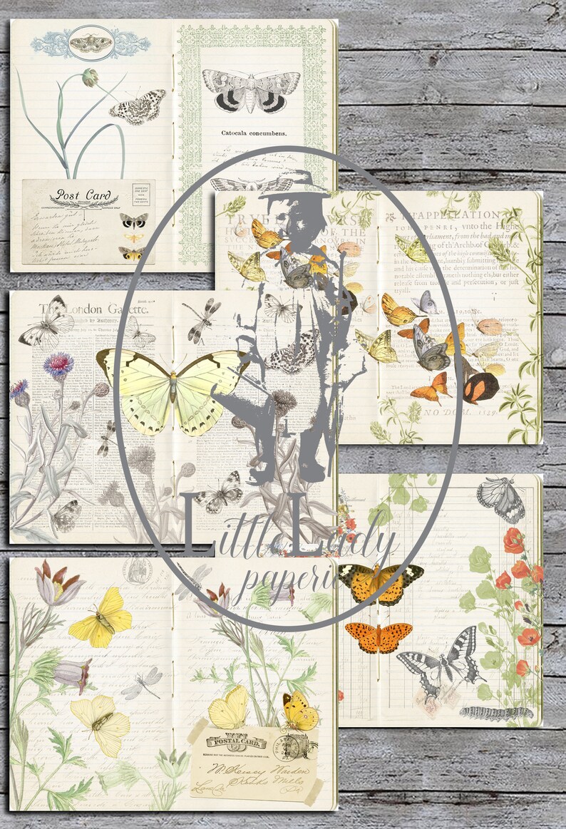 Butterfly Journal Pages Printable Scrapbooking Junk Journal | Etsy