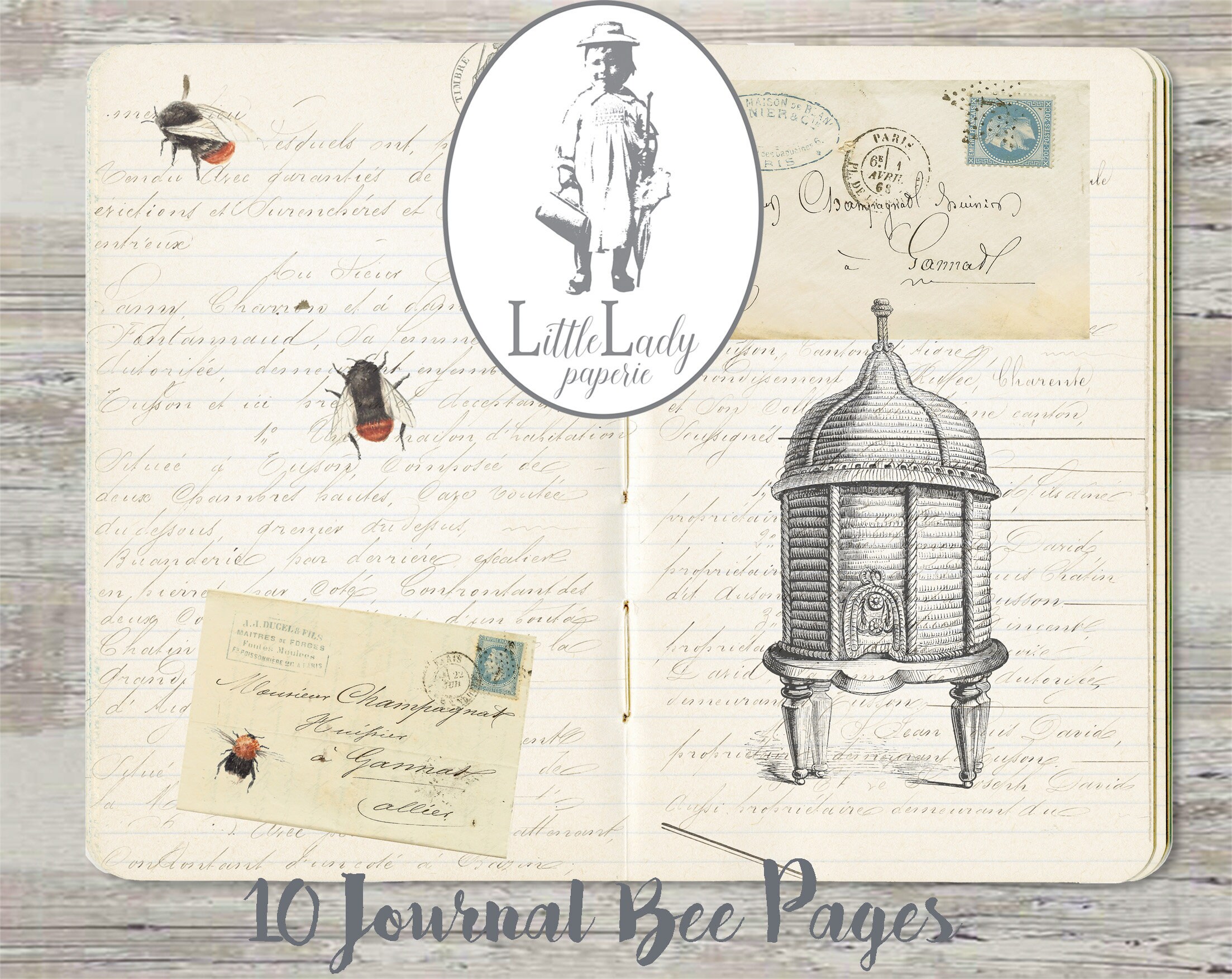 Bee Junk Journal Pages Digital Bees Ephemera Scrapbooking Bee Paper ...