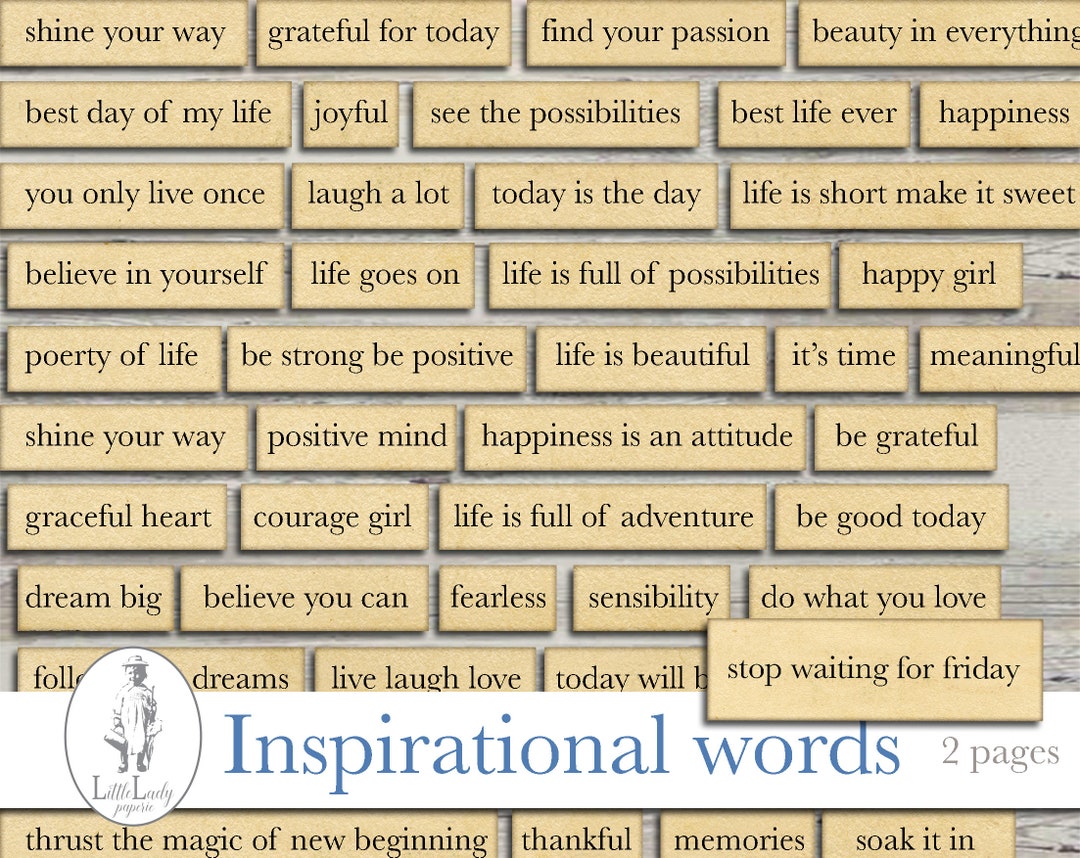 Inspirational Words Label Sheet for Junk Journal (digital Download) - Etsy