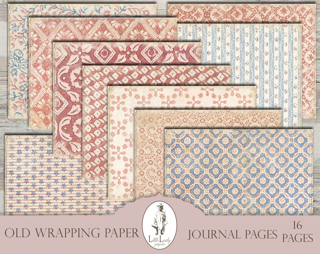 Blue Pattern Junk Journal Red Pattern Junk Journal Damask Pattern ...