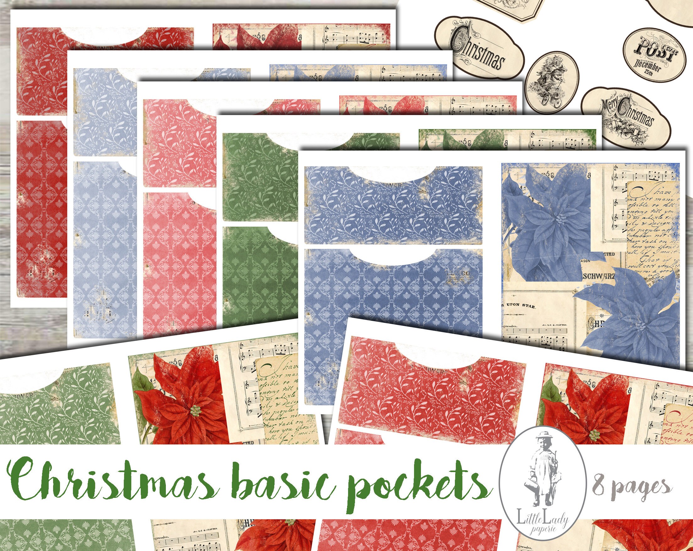 Christmas Pockets for Junk Journal, Collage Sheet (digital Download) - Etsy