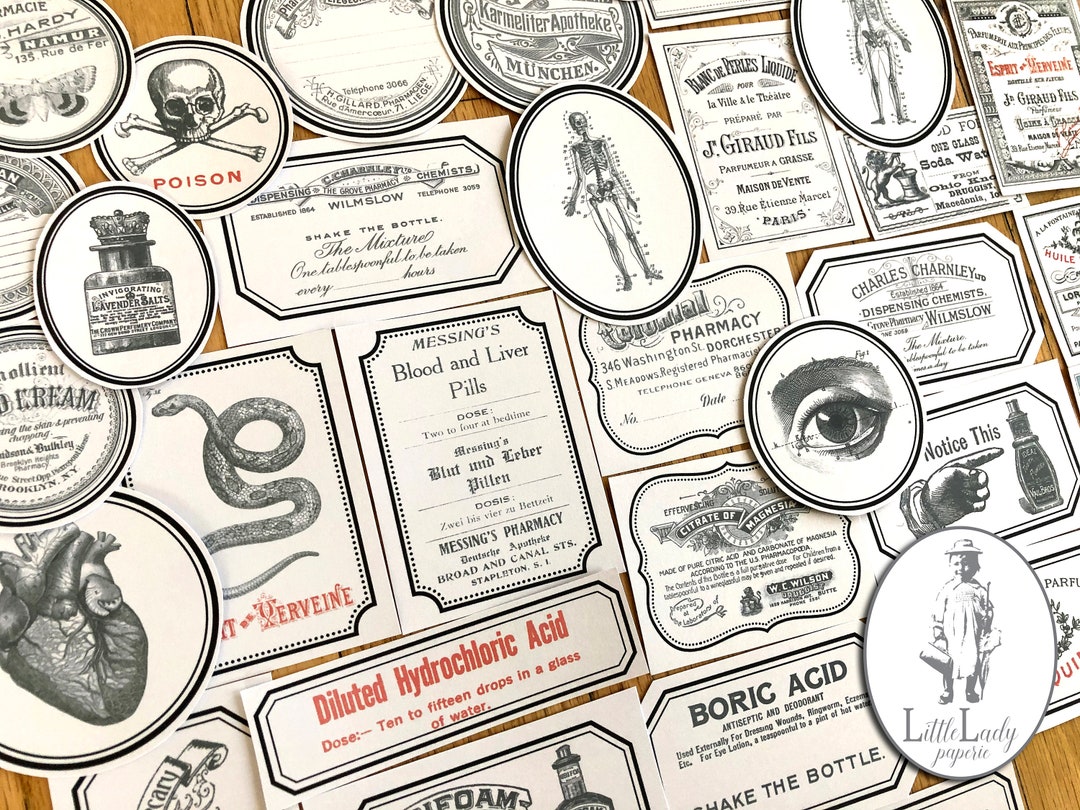 Vintage Apothecary Labels - Printable Medical Ephemera (digital ...