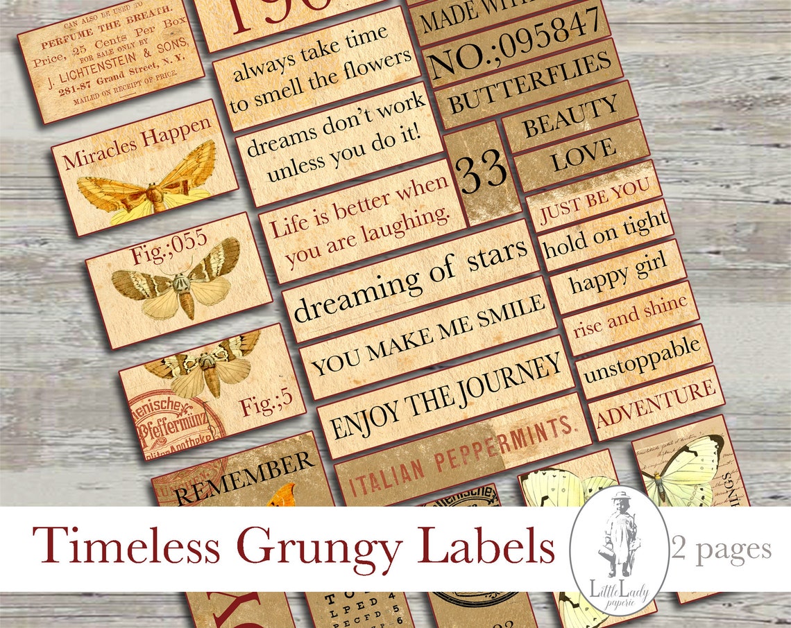 Labels Digital Vintage Label Junk Journal Digital Grungy | Etsy