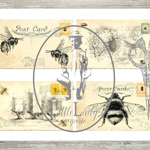 Bee Postcards, Printable Ephemera, Junk Journal Ephemera, Beekeeper ...
