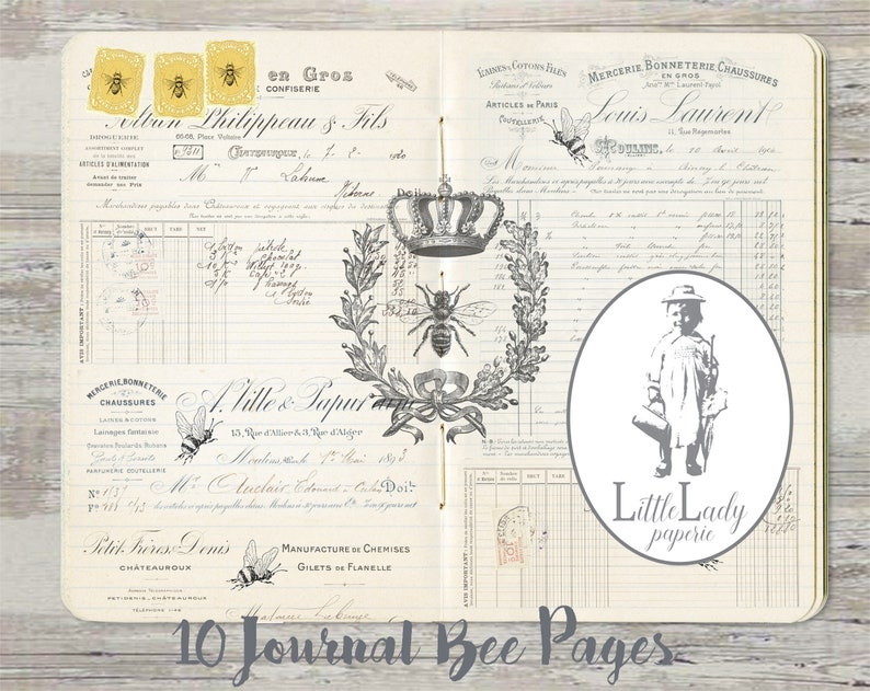 Bee Junk Journal Pages Digital Bees Ephemera Scrapbooking Bee | Etsy
