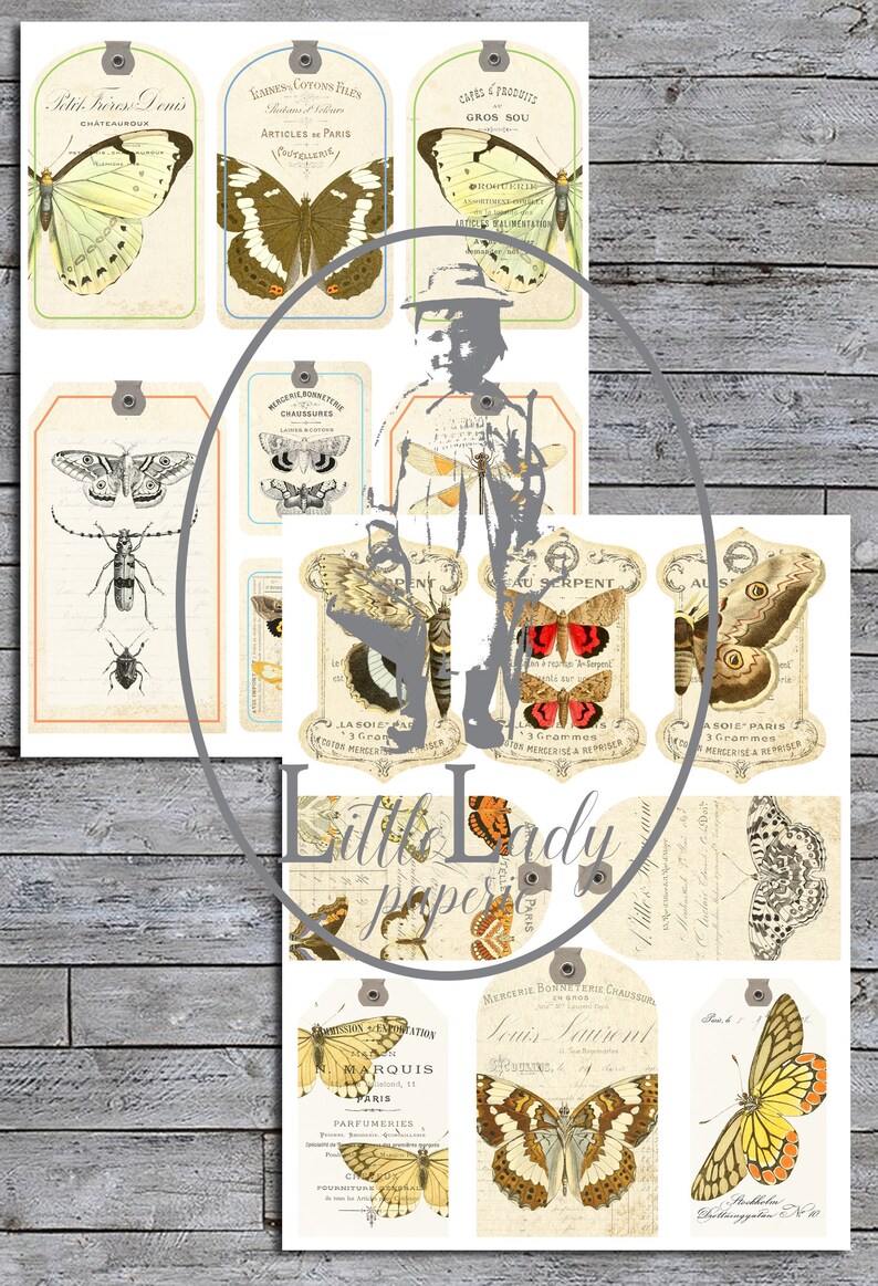 Butterfly Junk Journal Gift Tag Digital Scrapbooking Butterfly - Etsy