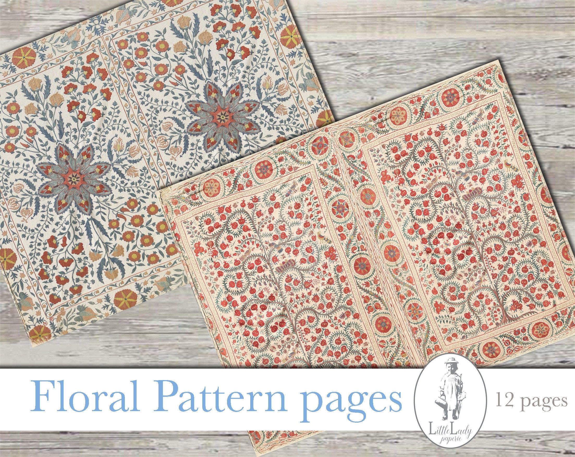 Floral Pattern Junk Journal Pages Digital Flower Pattern Kit - Etsy