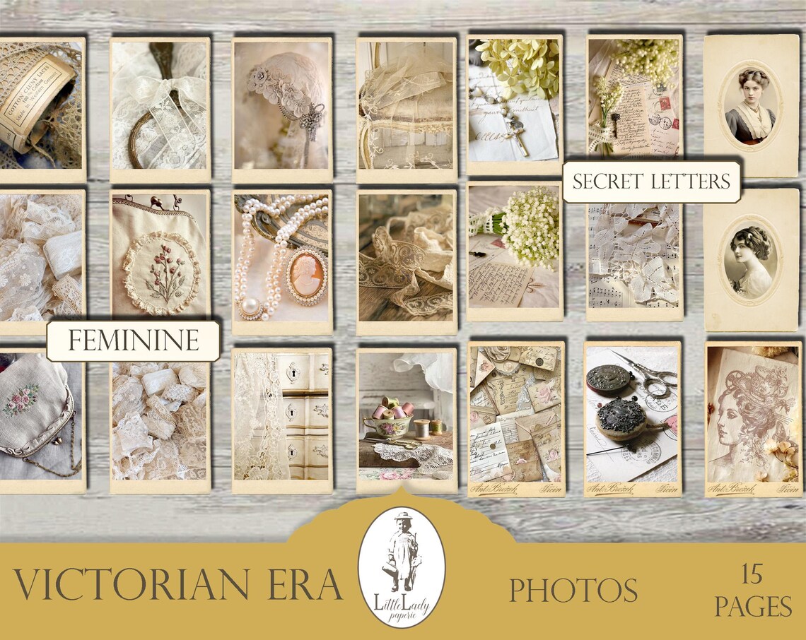 Victorian Photo Ephemera, Shabby Chic Lace for Junk Journals (digital ...