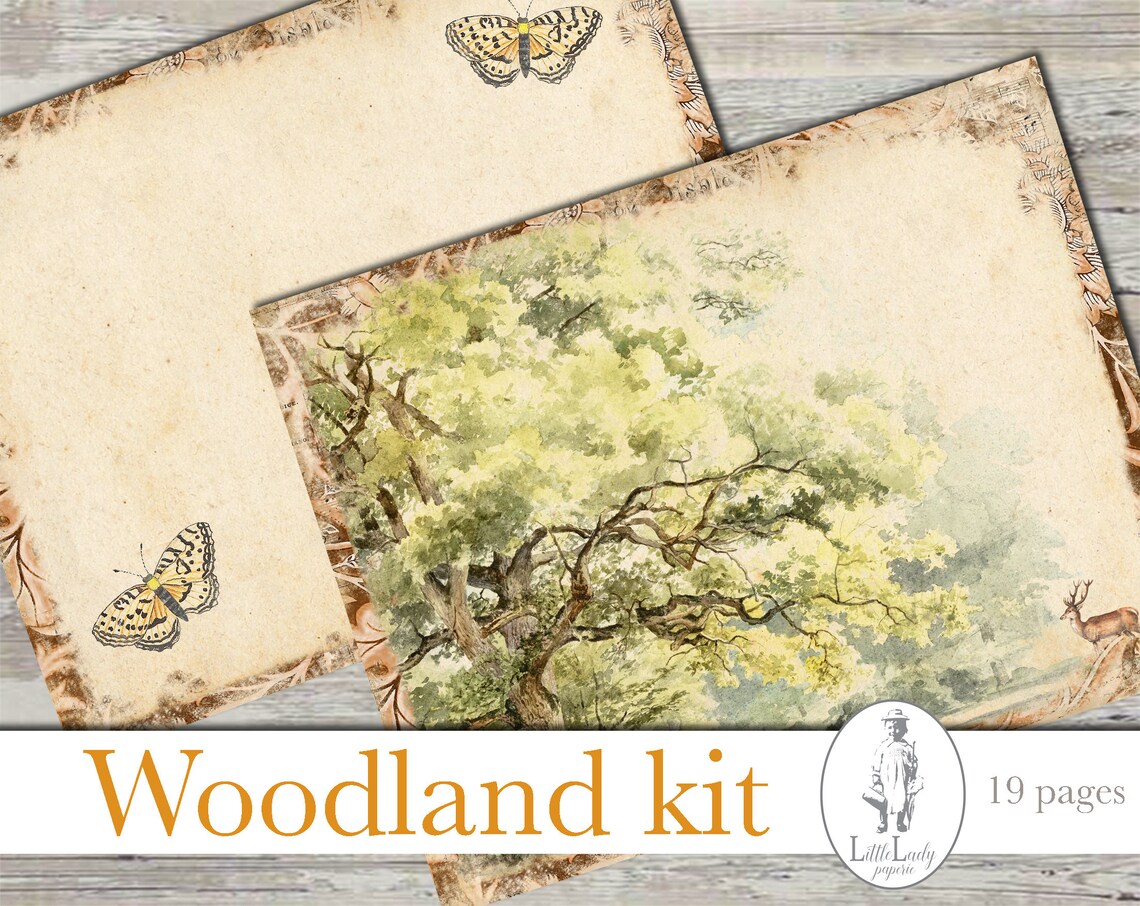 Woodland Forest Junk Journal Digital Kit Woodland Pages - Etsy