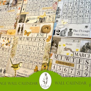 Calendar Junk Journal Digital Collage Wall Calendar Junk Journal ...