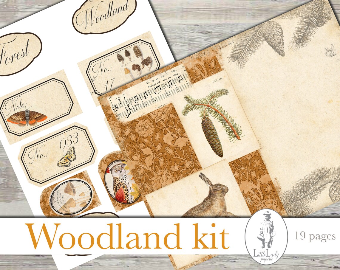 Woodland Forest Junk Journal Digital Kit Woodland Pages - Etsy