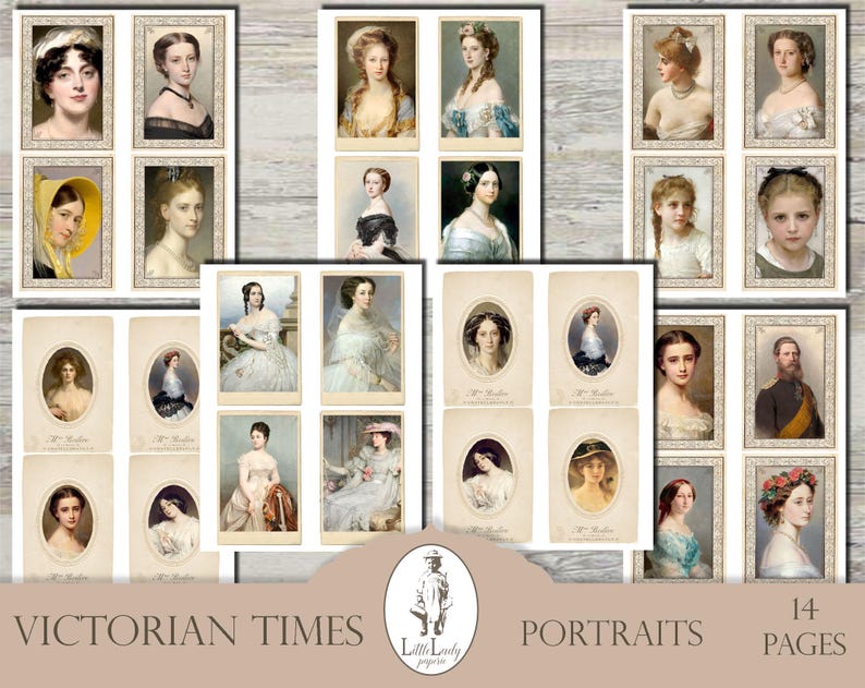 Victorian Portrait Digital Paper, Ephemera for Junk Journals (digital ...