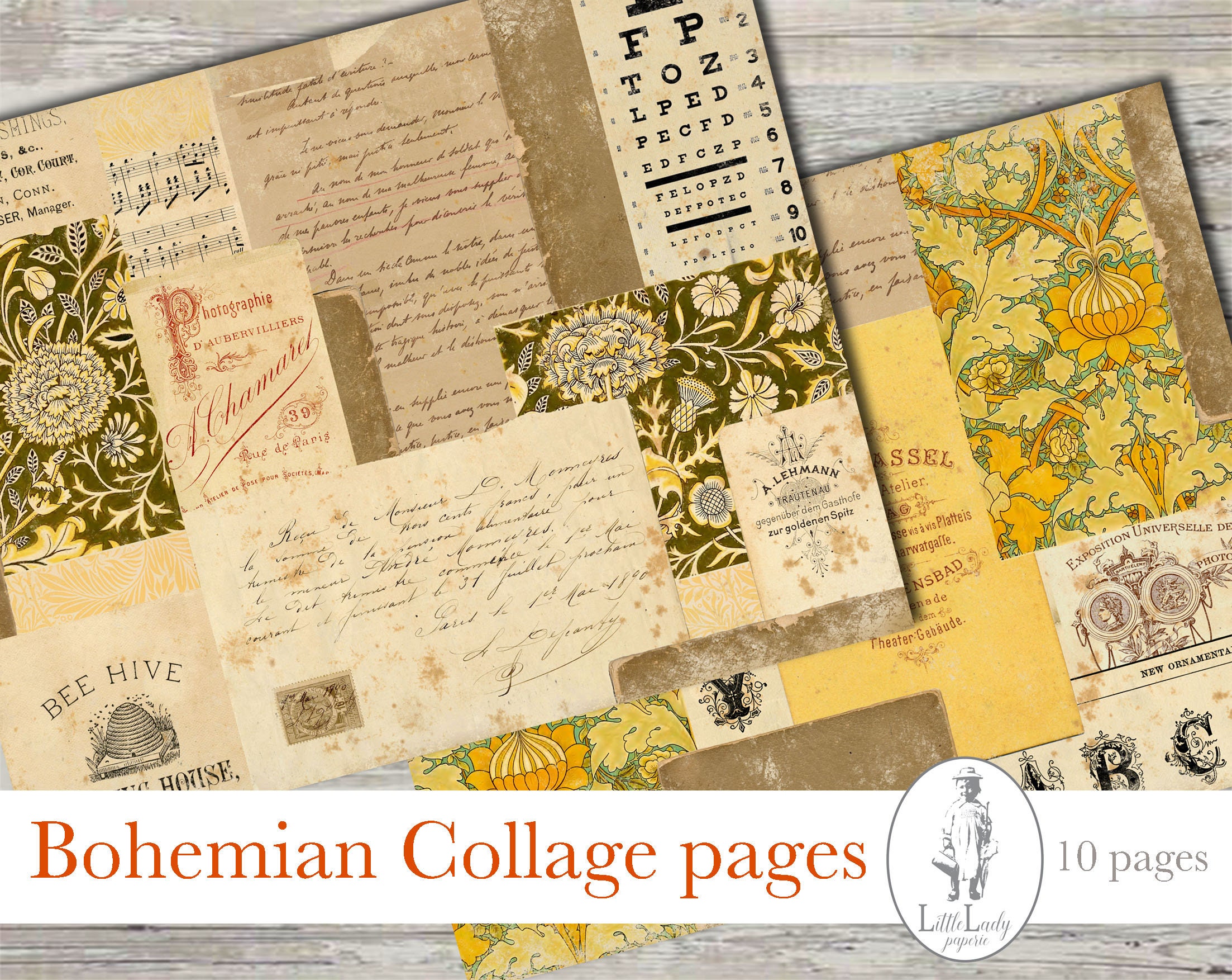 French Pattern Junk Journal Layered Damask Bohemian Junk - Etsy