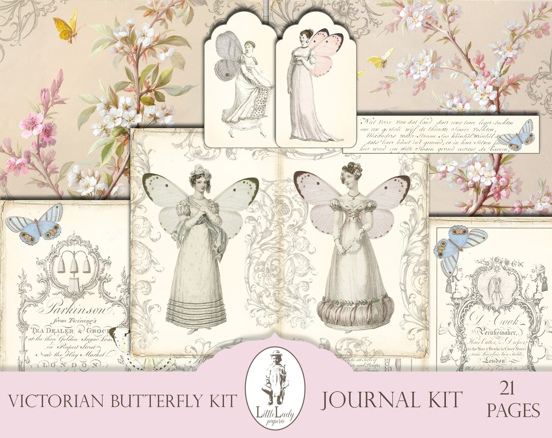 Victorian Butterfly Journal Kit Digital Victorian Butterfly Ballerina ...