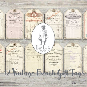 French Vintage Gift Tags Printable Receipt Tag Digital Junk Journal ...