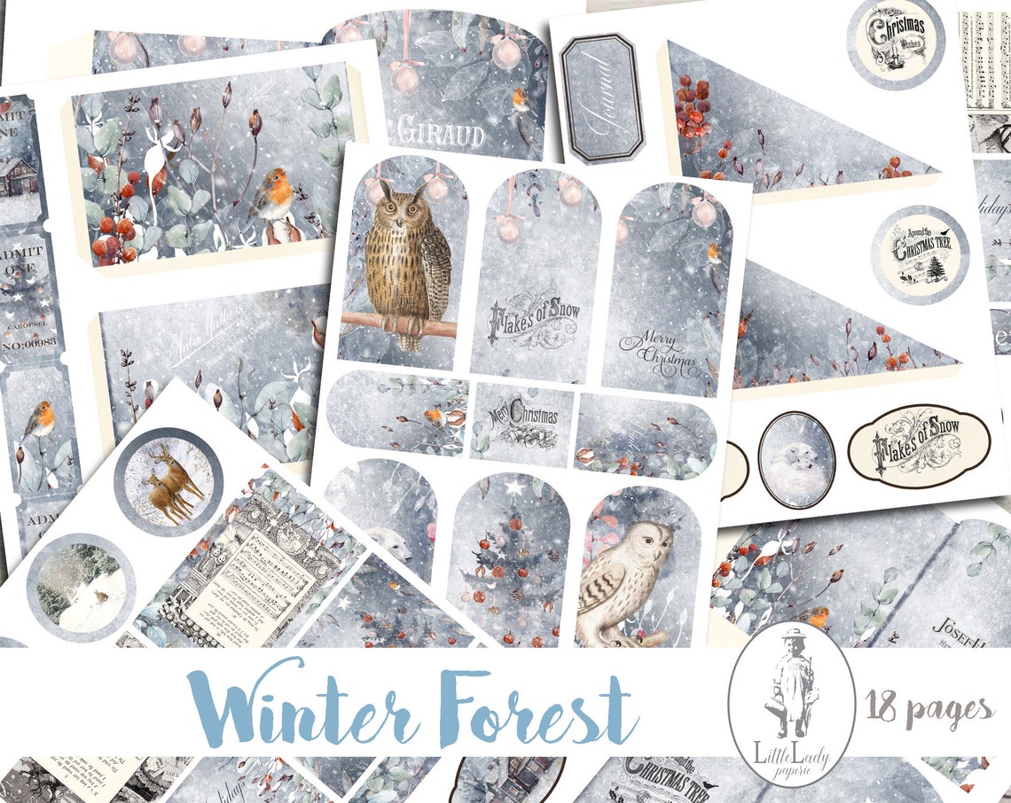 Christmas Winter Digital Junk Journal Kit Christmas Winter - Etsy