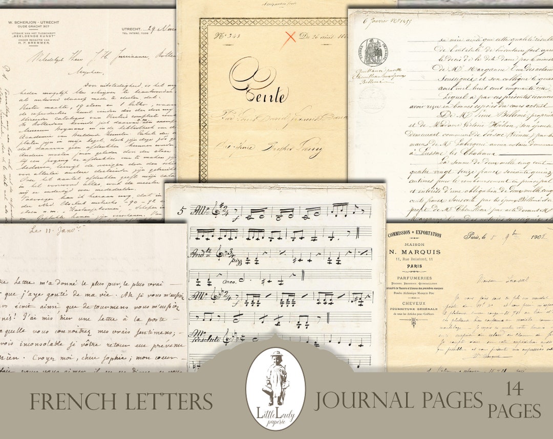 French Letters Junk Journal Digital French Letters Ephemera French ...