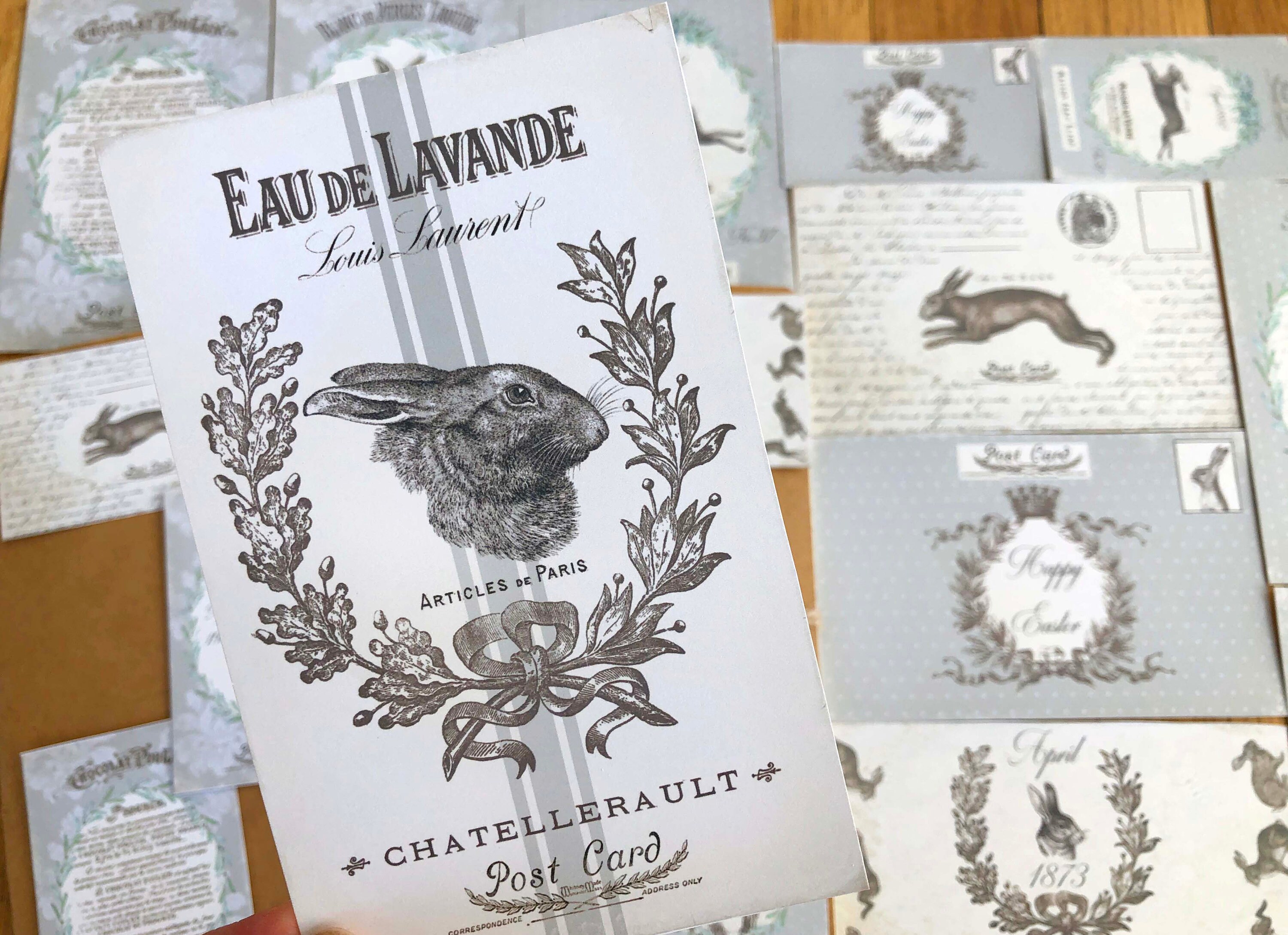 French Postcard Junk Journal French Easter Postcards Rabbit Printable ...