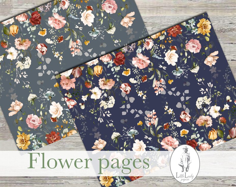 Botanical Floral Junk Journal Pages, Shabby Chic Ephemera (digital ...