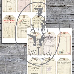 French Vintage Gift Tags Printable Receipt Tag Digital Junk Journal ...