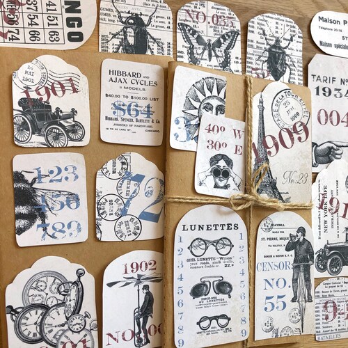 Vintage Number Labels Printable Junk Journal Tags Random - Etsy