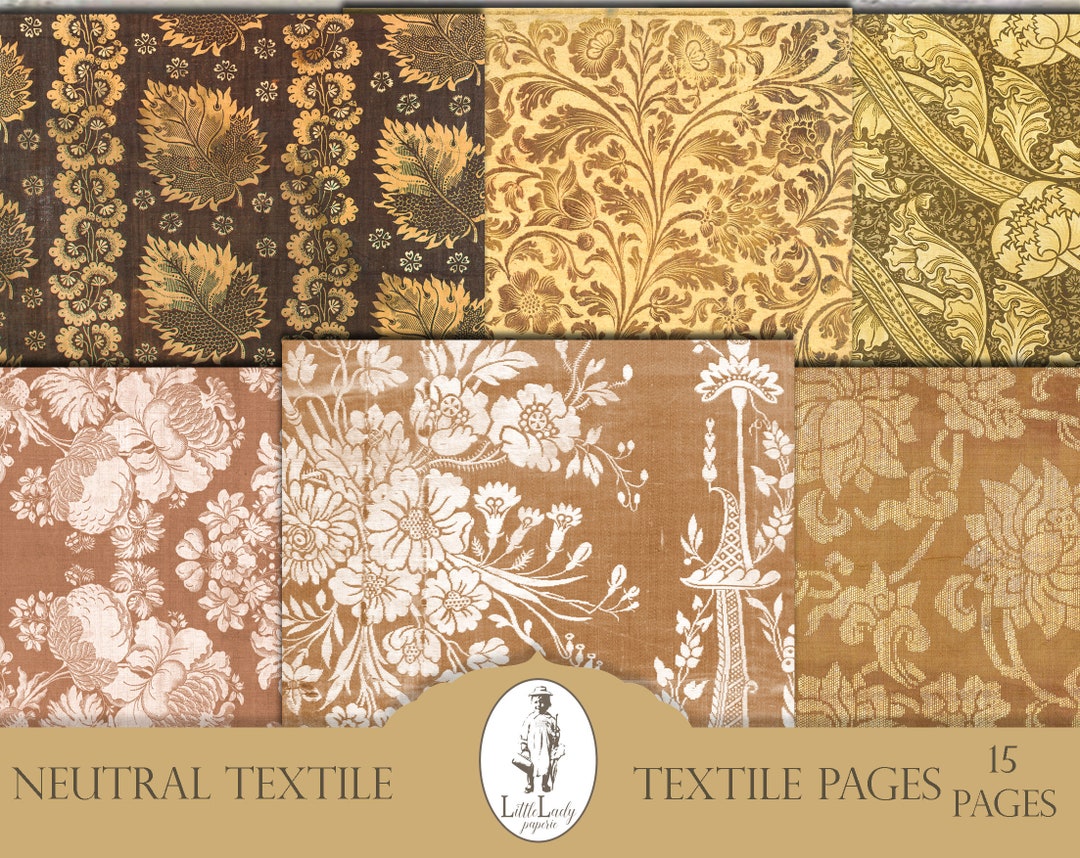 Autumn Textile Pages | Neutral Vintage Ephemera (digital Download) - Etsy