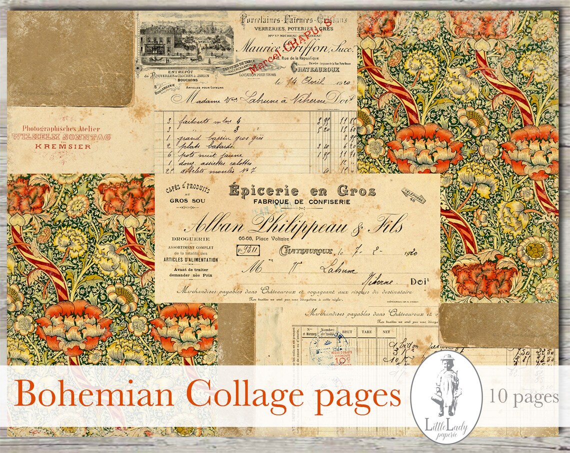 French Pattern Junk Journal Layered Damask Bohemian Junk - Etsy