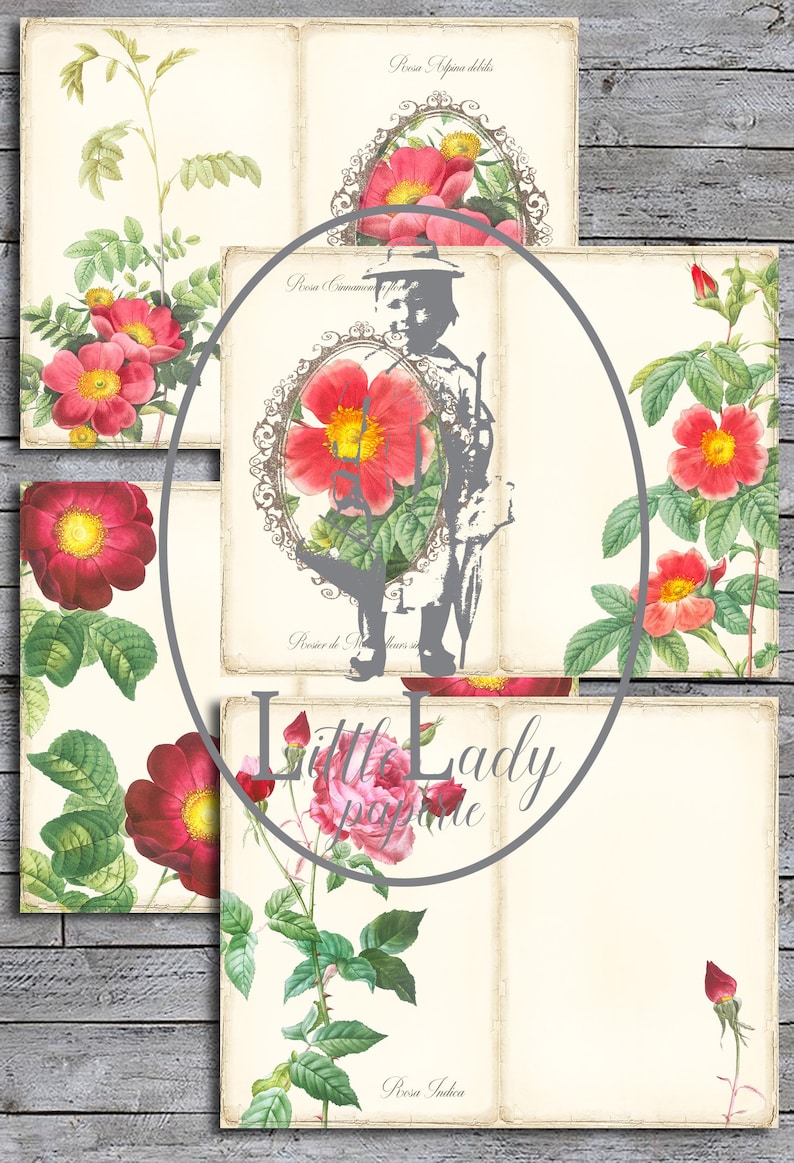 Roses Junk Journal Digital Red Rose Journal Pages Rose - Etsy