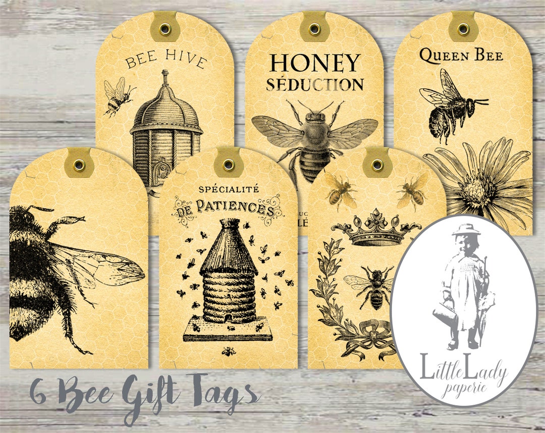 Bee Gift Tags Printable Bee Tags Paper Crafting Scrapbooking Beekeeper ...